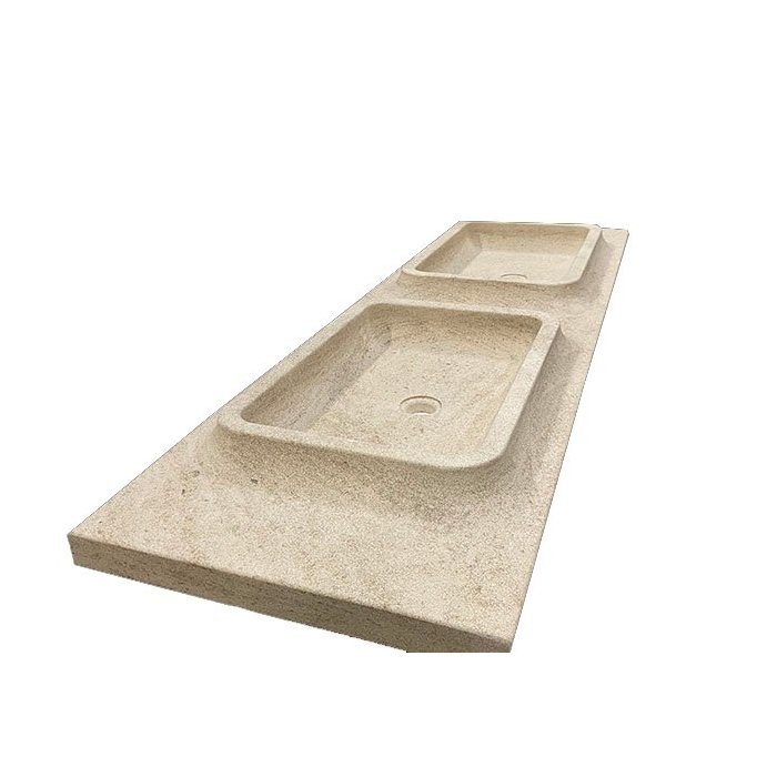 Lavabo en pierre 2 bacs - A poser | Pierre naturelle de Bourgogne